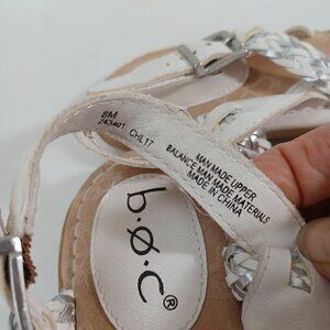 boc | Shoes | Boc Born Sandals White Silver Woven Open Toe Flats Womens ...